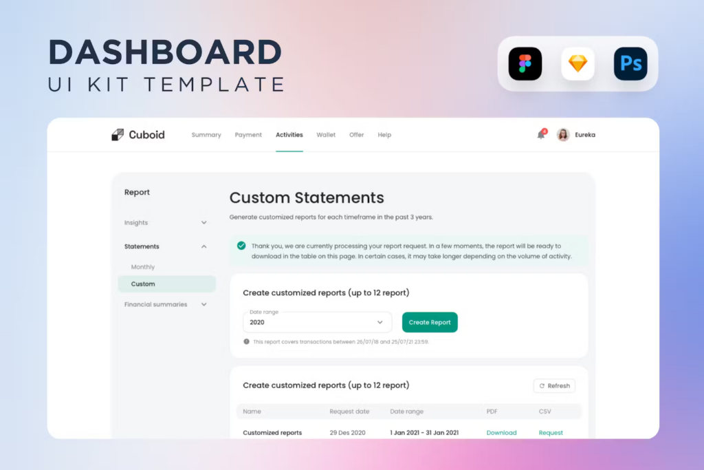 Premium Monthly Statement Fintech App UI Kit Free Download – IMGPANDA – A Free Resources Website