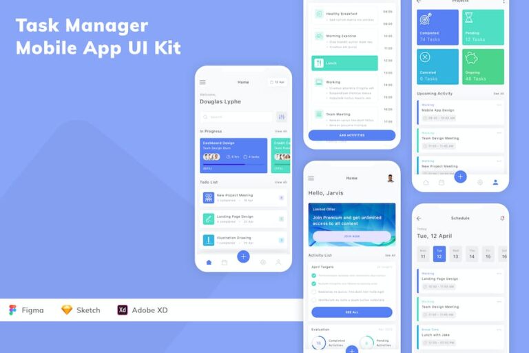 Premium Task Manager Mobile App UI Kit Free Download – IMGPANDA – A Free Resources Website